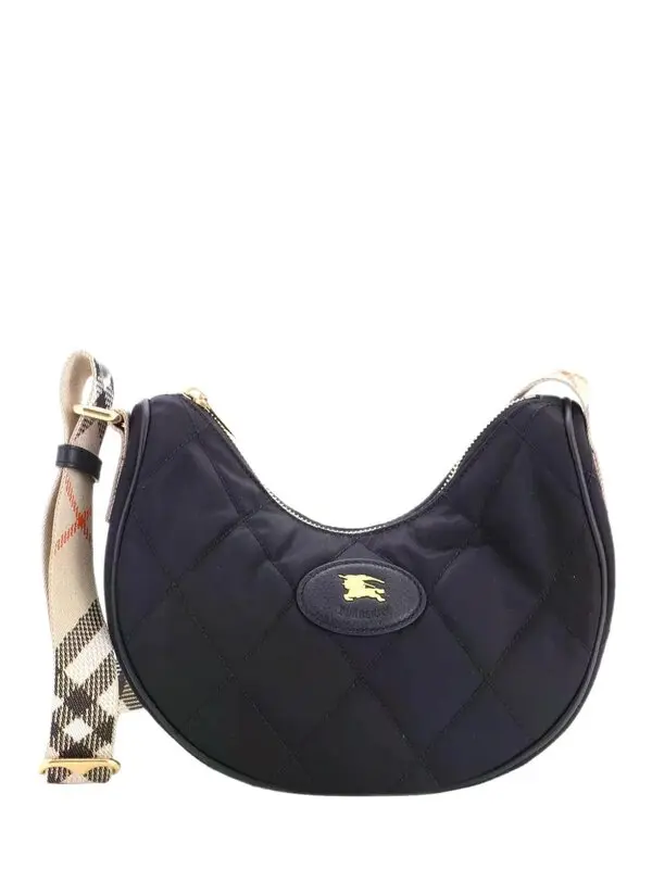 Burberry Horseshoe Quilted Nylon Crossbody Bag - Black