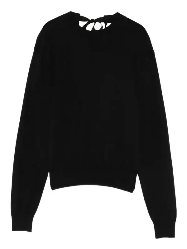 LANVIN Crew Neck Sweater With Rear Bow Detail - Black