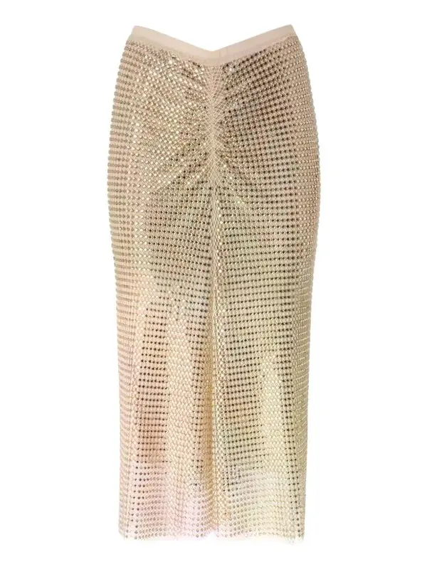 Pinko Crystal Embellished Ruched Midi Skirt - Gold