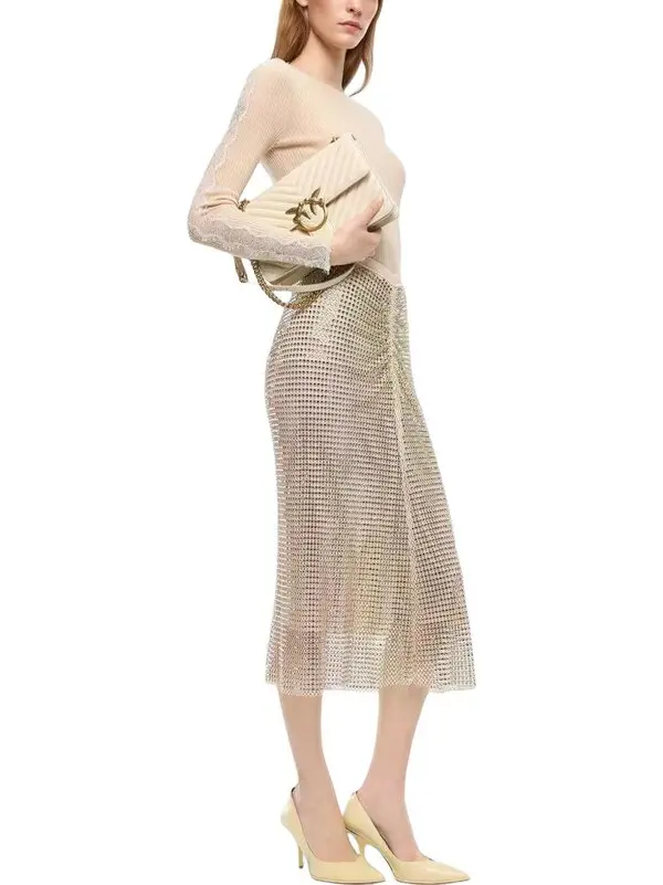 Pinko Crystal-embellished Ruched Midi Skirt - Gold