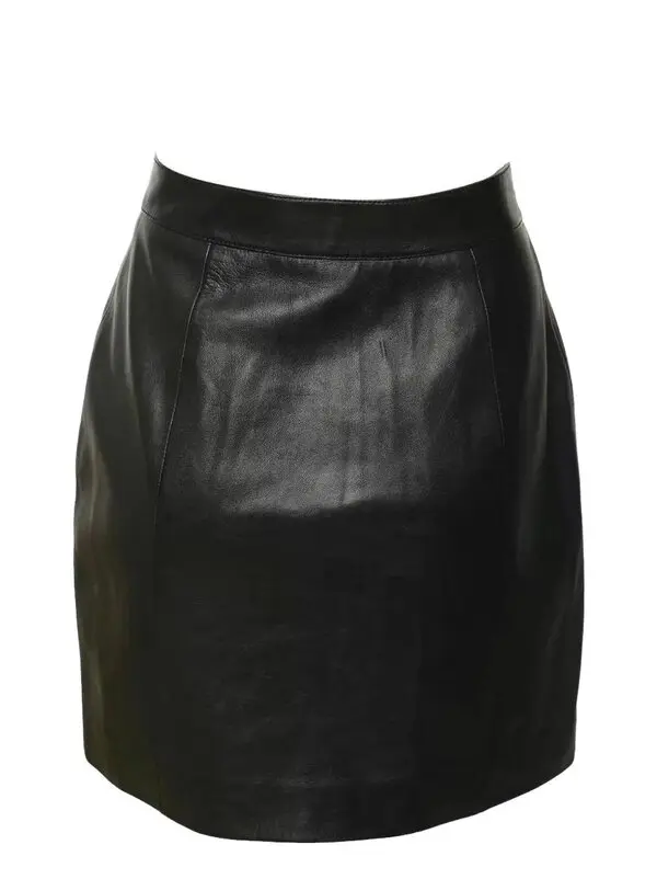 Saint Laurent Button-up Leather Skirt - Black