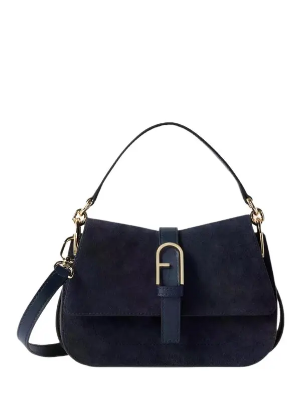 Furla Mini Logo-plaque Suede Tote Bag - Blue