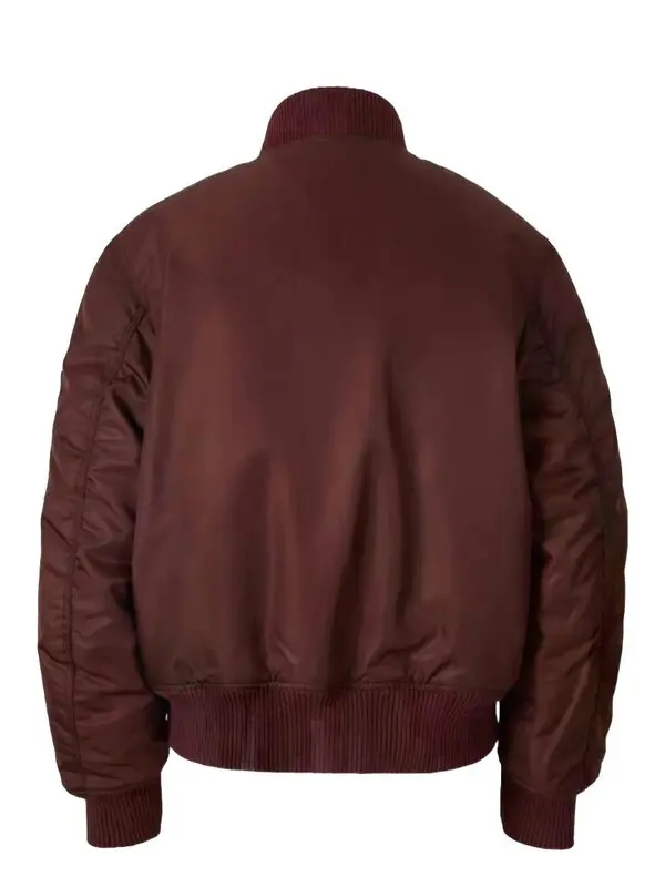 Off-White Logo Patch Zip-up Bomber Jacket - Red