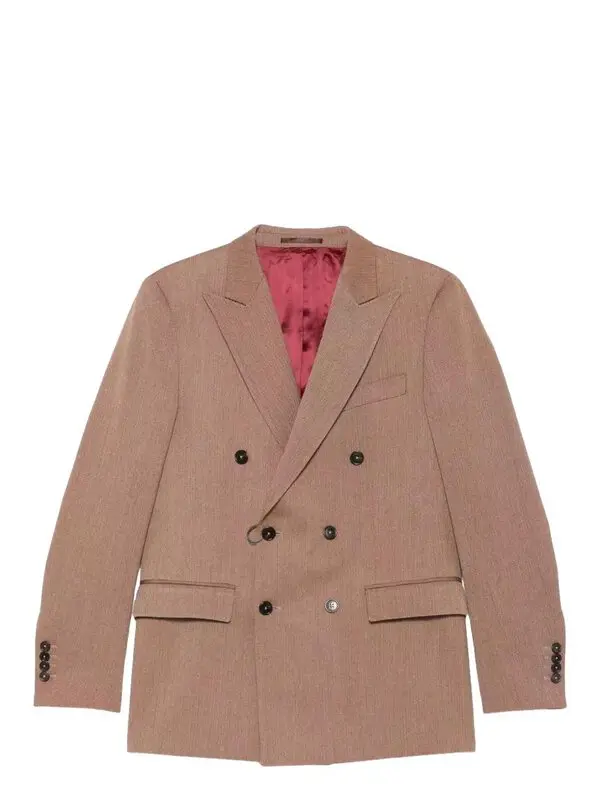 Drole De Monsieur Double-breasted Herringbone Blazer - Brown