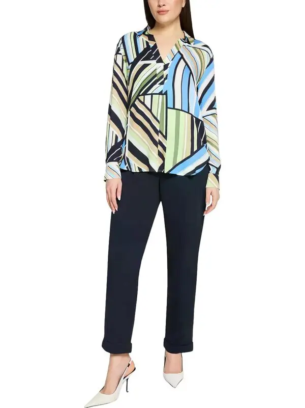 BETTY BARCLAY Abstract Print Long Sleeve Blouse - Blue