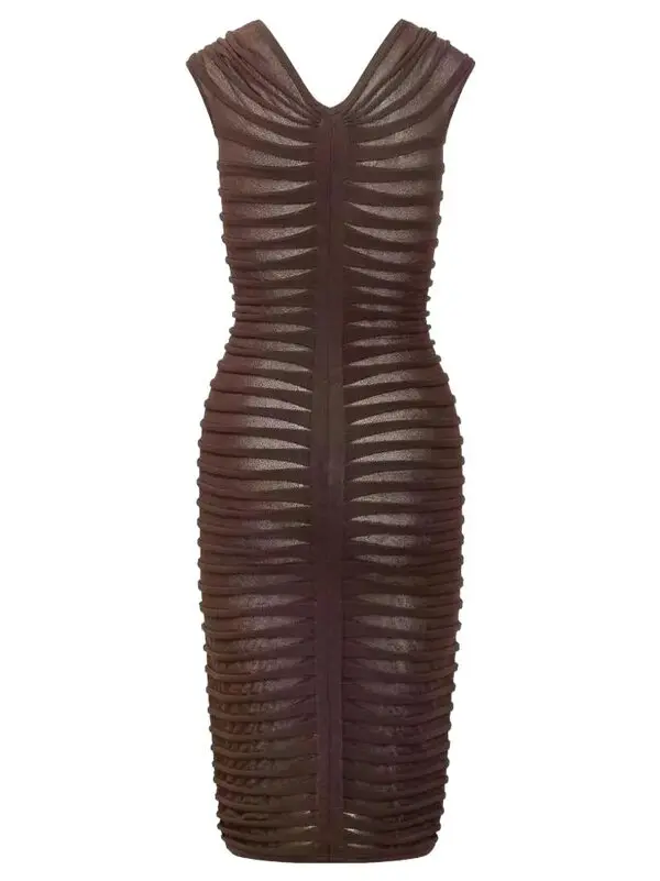 Elisabetta Franchi Draped-knit Midi Dress - Brown