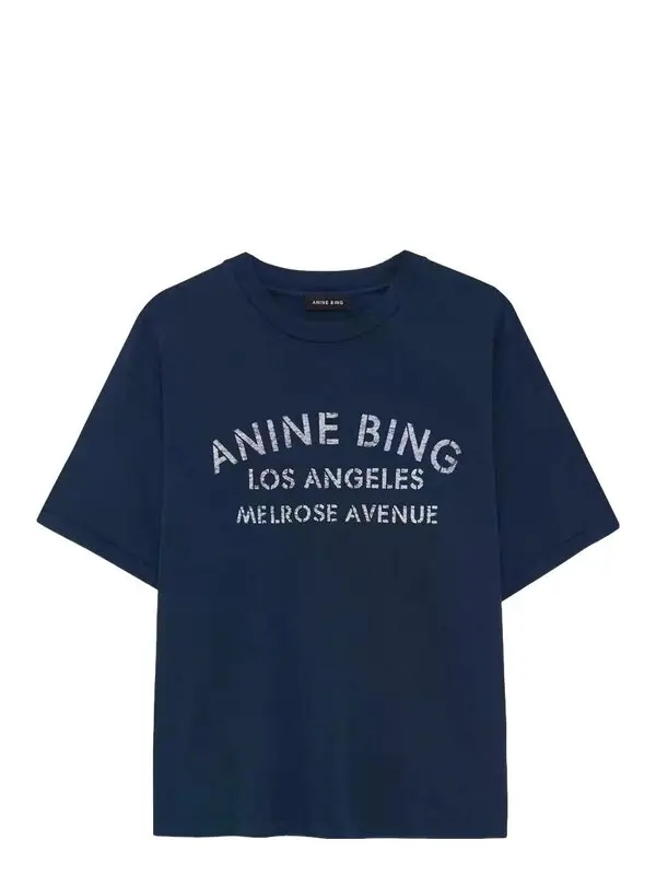 ANINE BING Cade T-shirt Melrose Stencil Navy - Blue