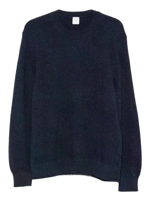 Eleventy Crew Neck Flecked Knit Sweater - Blue