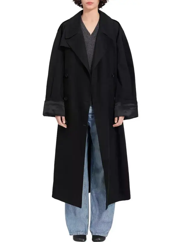 MAISON MARGIELA Cotton Twill Trench Coat - Black
