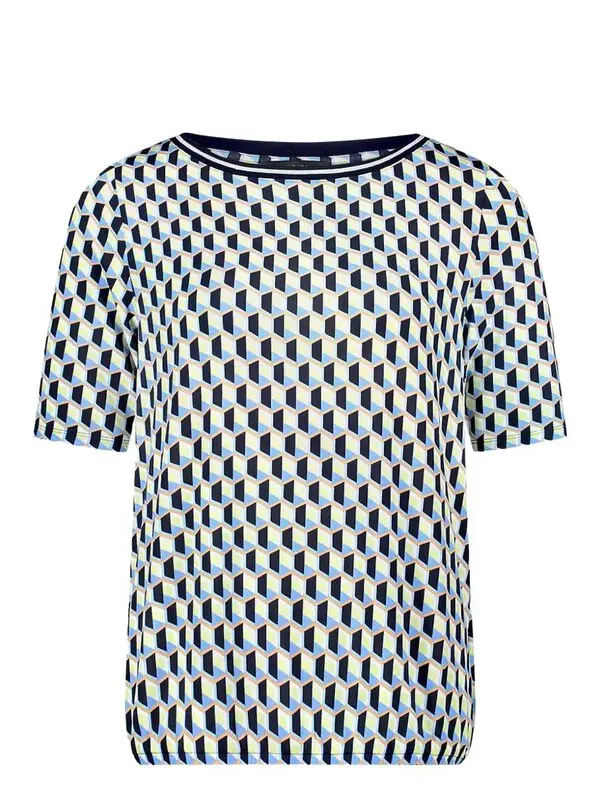 BETTY BARCLAY Geometric Print Short Sleeve Top - Blue