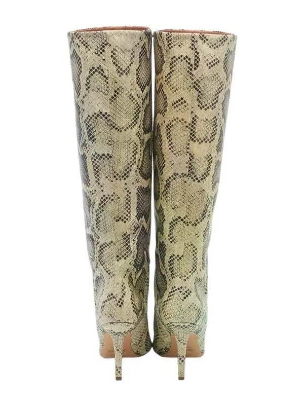 Paris Texas Croc-embossed Knee-high Stiletto Boots - Neutrals