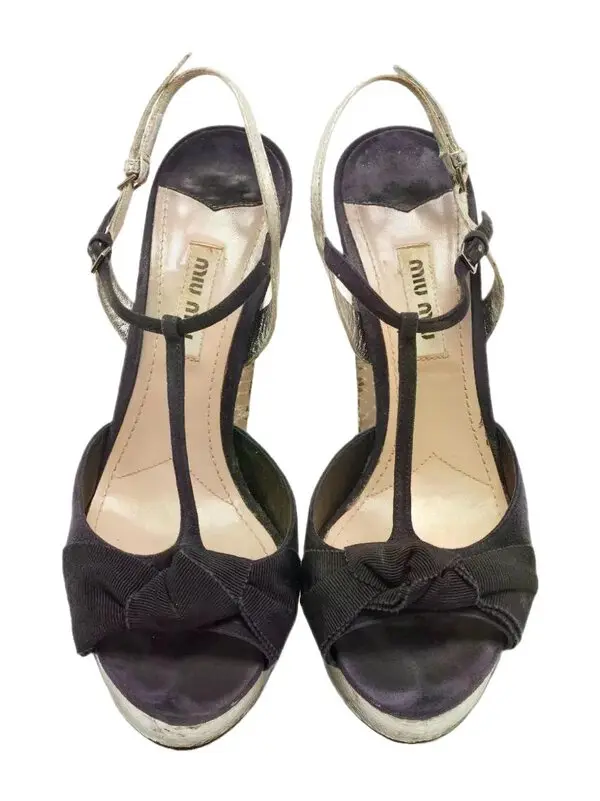 Miu Miu Leather Platform Sandals - Blue