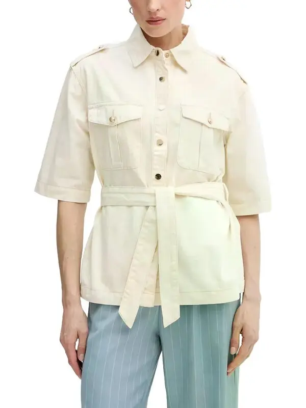 GAUDI Belted Cotton Shirt - Neutrals