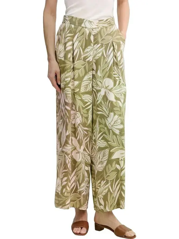 GAUDI Floral Print Pleated Trousers - Green