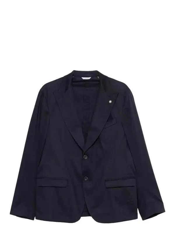 MANUEL RITZ Peak-lapel Button-fastening Blazer - Blue