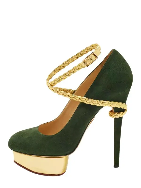 CHARLOTTE OLYMPIA Dolly Platform Pumps With Braided Ankle Strap - Green