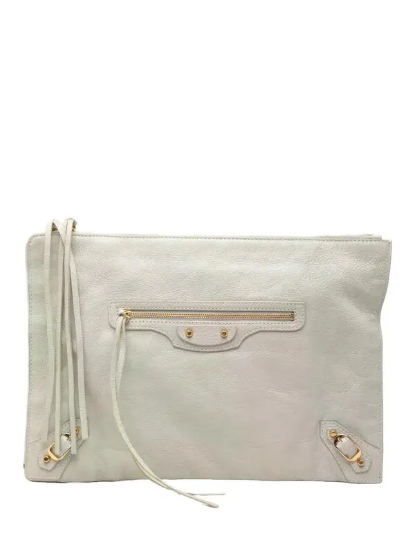 Balenciaga Goatskin Metallic Edge Clutch Bag - Grey