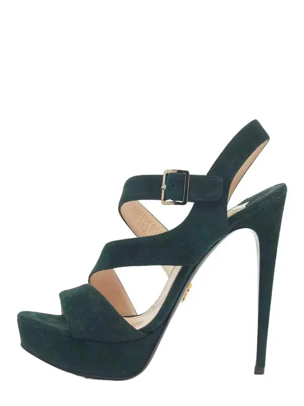 Prada Buckle Strap Platform Sandals - Green