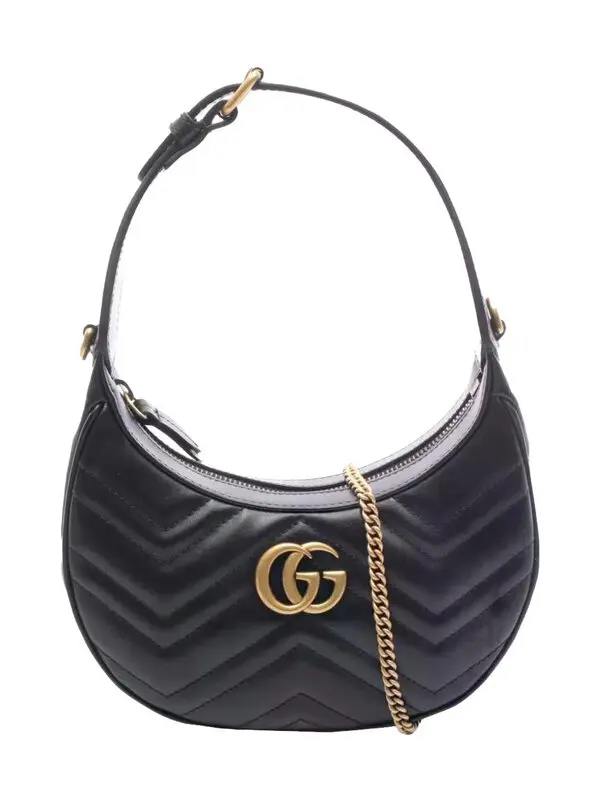 Gucci Mini Gg Marmont Half Moon Satchel Bag - Black