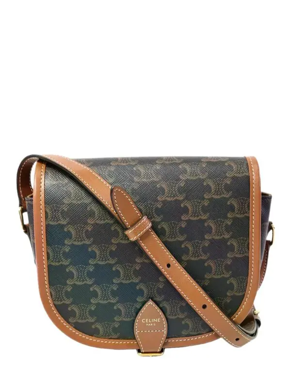 Celine Triomphe Folco Shoulder Bag - Black