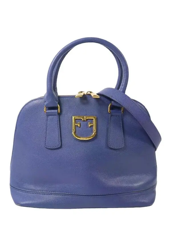 Furla Logo Plaque Leather Shoulder Bag - Blue