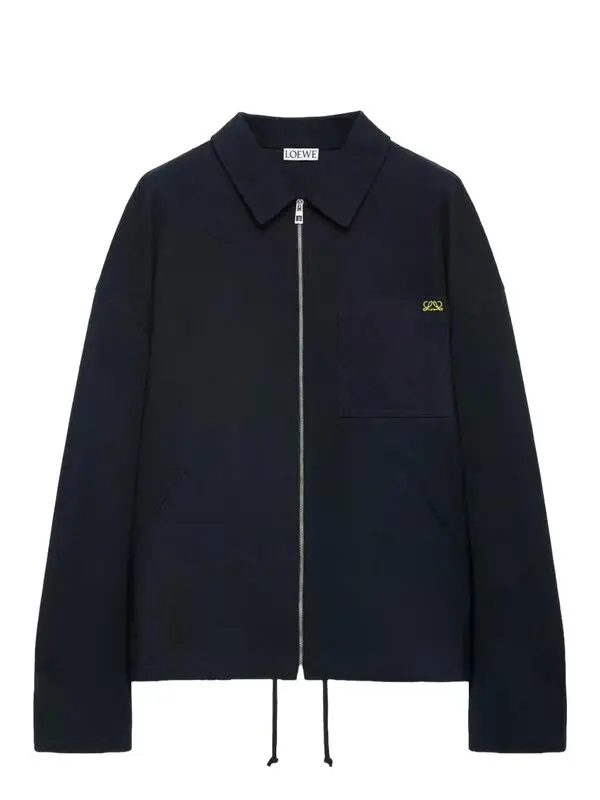 Loewe Zip-up Jacket With Embroidered Anagram Logo - Blue