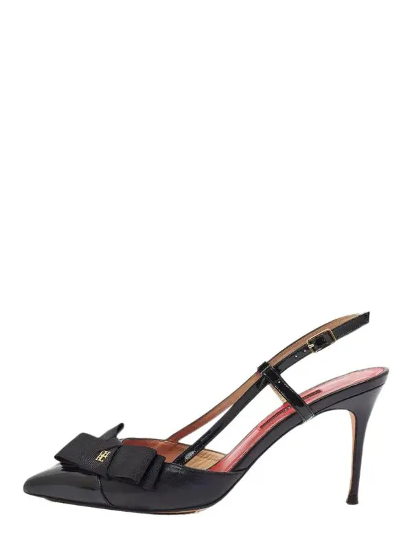 Carolina Herrera Leather Bow Detail Slingback Pumps - Black