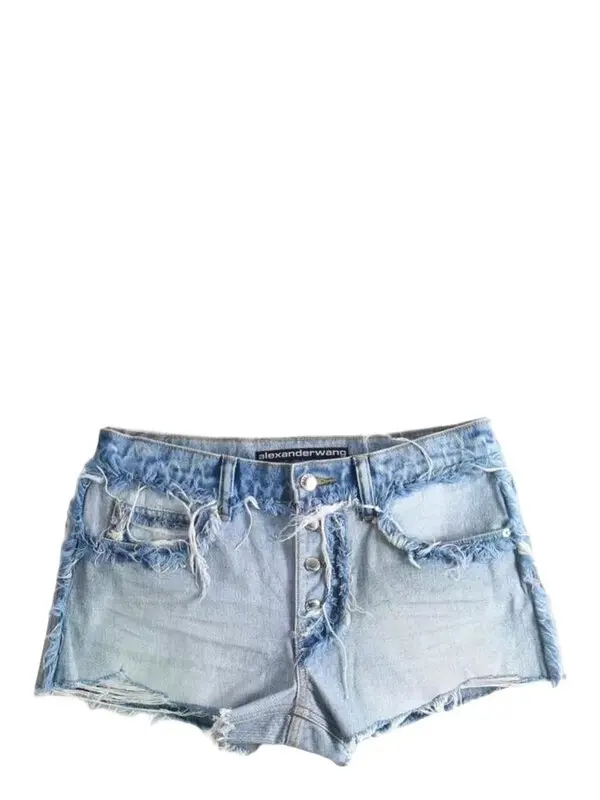 Alexander Wang Deconstructed Frayed-edge Denim Shorts - Blue