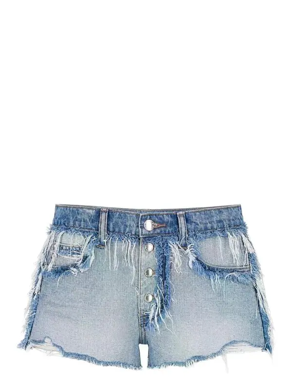 Alexander Wang Deconstructed Frayed-edge Denim Shorts - Blue