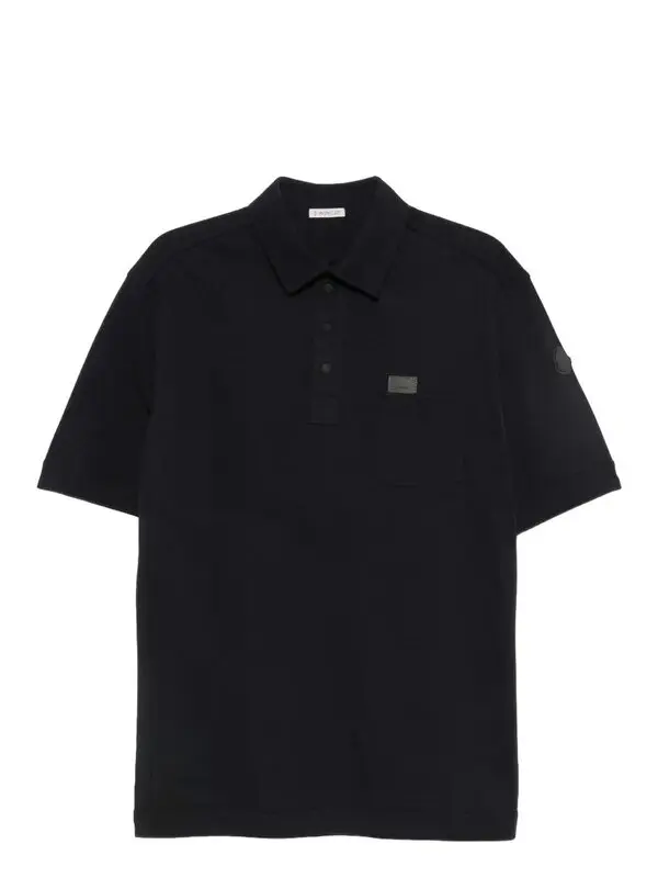 Moncler Logo-patch Chest-pocket Polo Shirt - Blue