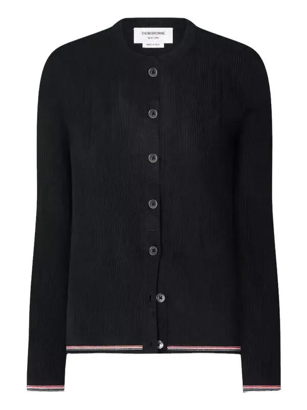 Thom Browne Wool Rib-stitch Cardigan - Black