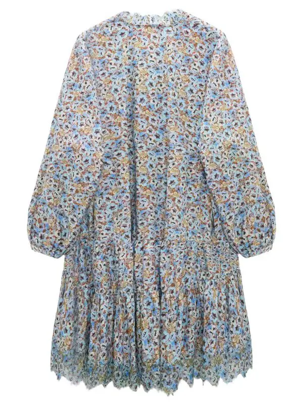 Dorothee Schumacher Floral Volumes Print Tiered Mini Dress - Blue