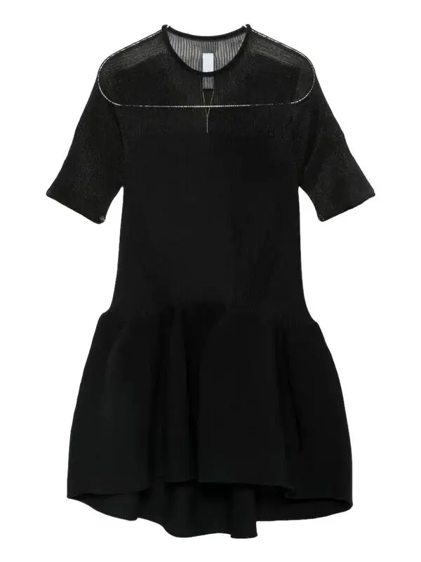 CFCL Pottery Lucent Ribbed Peplum Top - Black