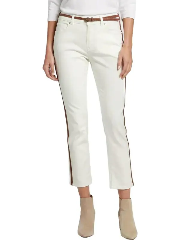 Burberry Belted Stripe Detail Jeans - White