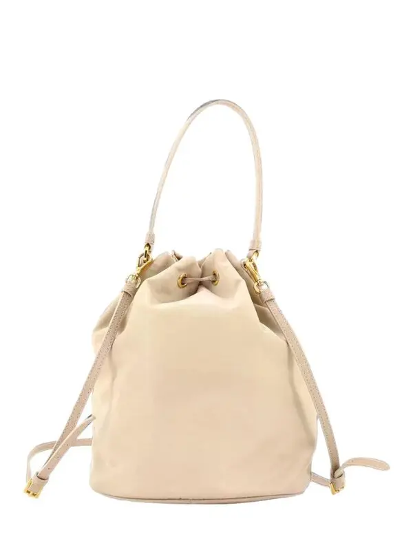 Prada Drawstring Tessuto Small Bucket Bag - Neutrals