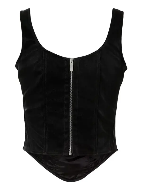 Off-White Zip-up Corset Top - Black
