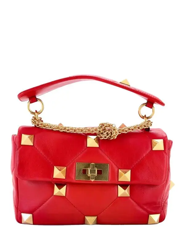 Valentino Garavani Roman Stud Flap Bag Quilted Leather Medium - Red