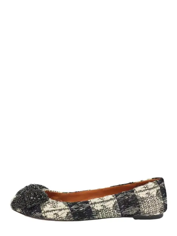 Tory Burch Crystal Bow Ballet Flats - Black