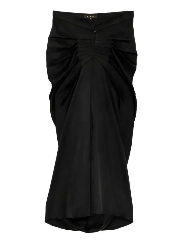 Biyan Ruched Draped Skirt - Black