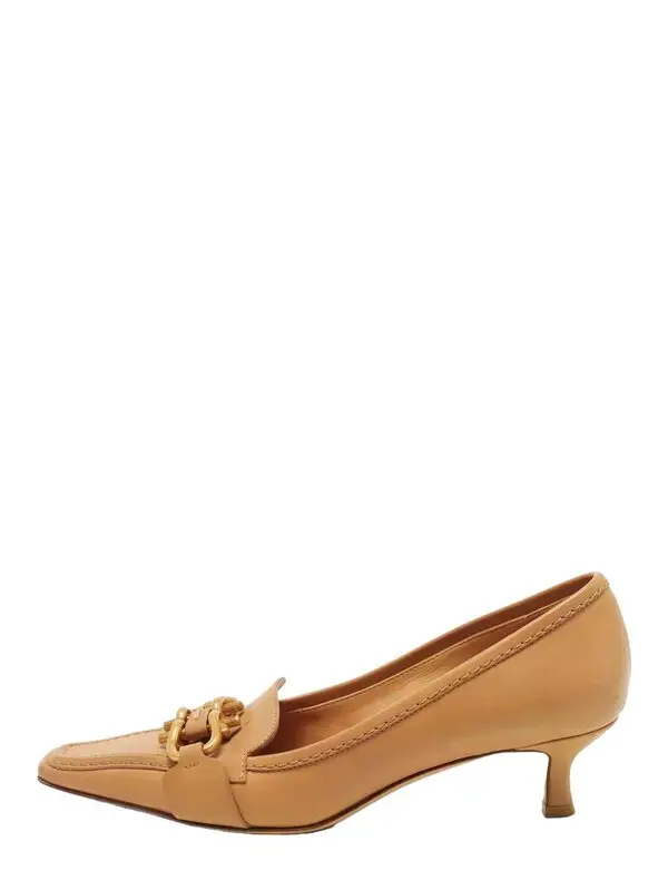 Bottega Veneta Leather Square Toe Kitten Heel Pumps - Brown