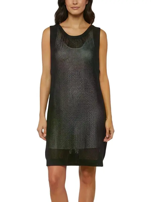 LOUIS VUITTON Crochet Knit Sleeveless Midi Dress - Black