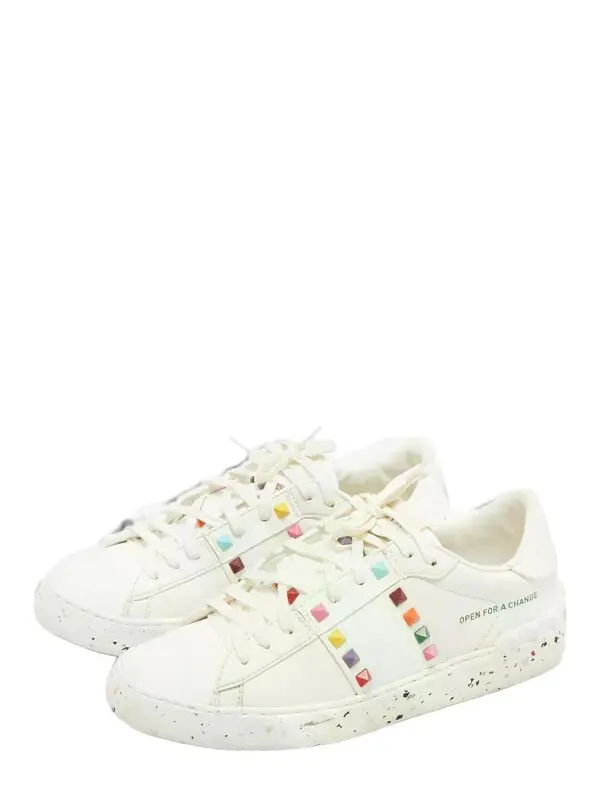 Valentino Garavani Rockstud Embellished Leather Sneakers - White