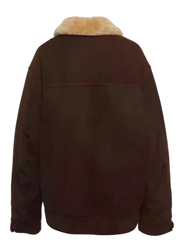 Miu Miu Logo-embroidered Zip-up Jacket - Brown