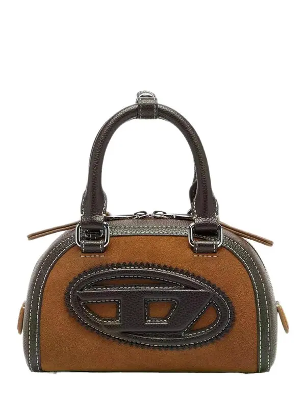 DIESEL® 1dr Dome Small Bowling Bag In Suede And Grainy Pu - Brown