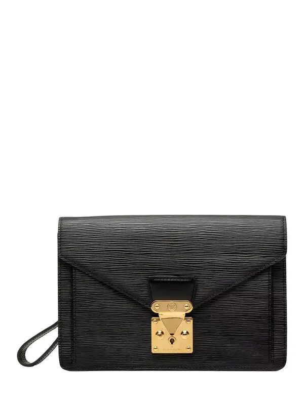 LOUIS VUITTON 2003 Epi Pochette Sellier Dragonne Clutch Bag - Black