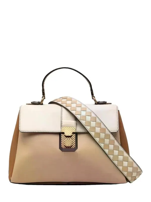 Bottega Veneta Small Tricolor Nappa Piazza Top Handle Satchel - Neutrals