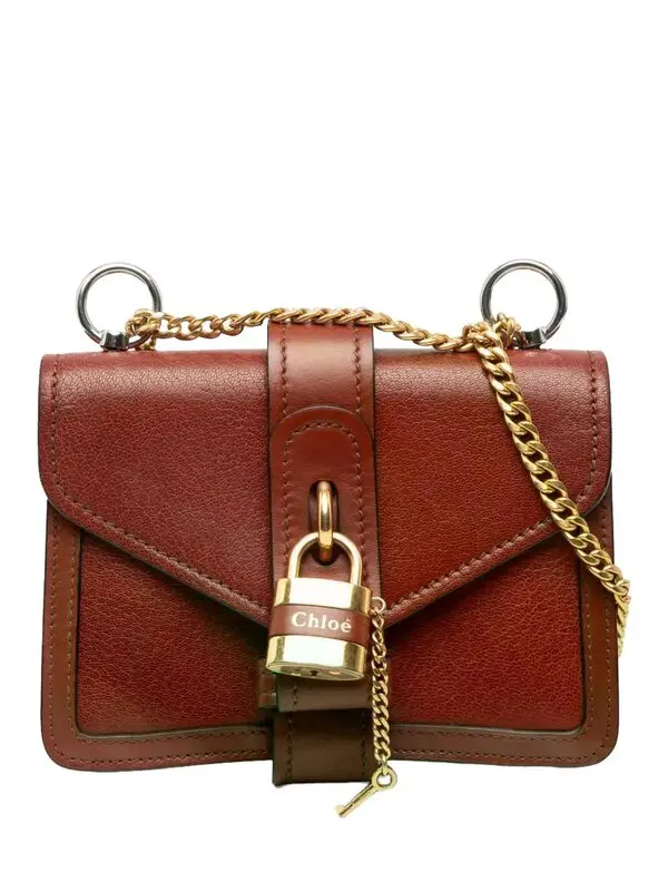 Chloé Mini Leather Aby Lock Chain Flap Crossbody Bag - Brown