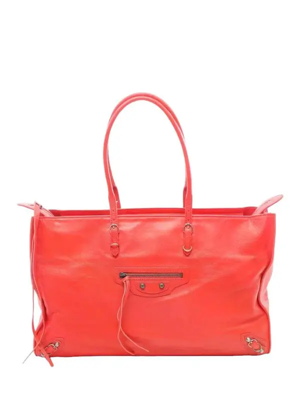 Balenciaga Leather Papier Tote Bag - Red