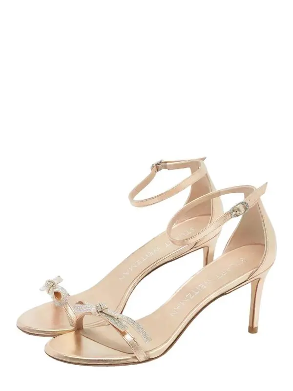 STUART WEITZMAN Embellished Bow Sandals - Gold