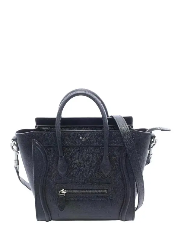 Celine Leather Luggage Tote Satchel - Black
